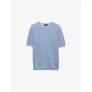 Prada Triangle-Logo Mesh-Knit Cotton And Silk-Blend T-Shirt